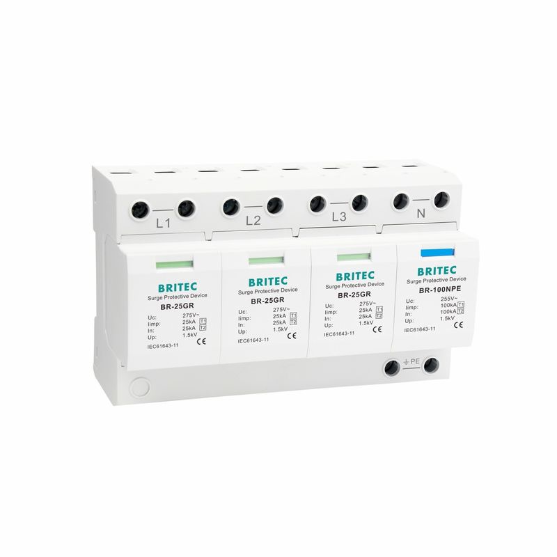BR-25GR 3P+1 Type 1 Surge Protection Device SPD Thunder Arrester spark ...