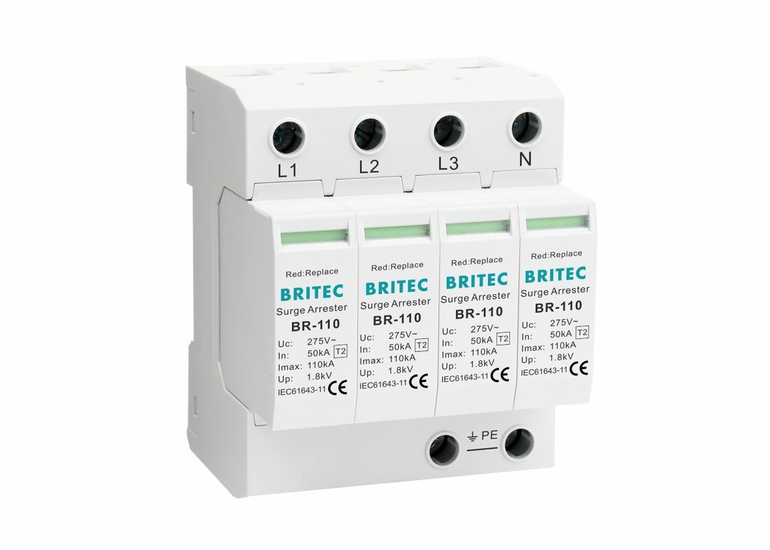 110KA Type 2 Power Overvoltage Protection Surge Arrester AC Lightning ...