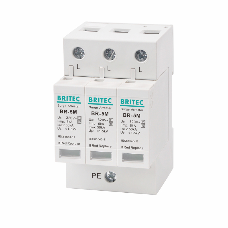5kA 3P 320Vac Lightning Protectors Type 1+2 AC surge protection device ...