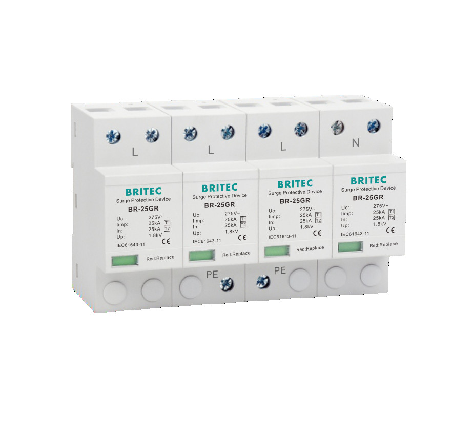 CE TUV 50KA 4 Pole AC Surge Protector Lightning Arrester Surge Suppressor