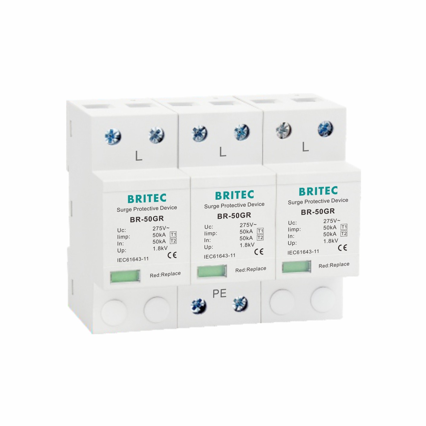 10/350μs Type 1 Power Surge Arrester 50KA Lightning Protection Device ...