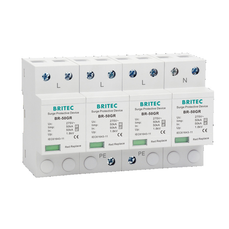 BR-50GR 275 4P Type 1 Spd Lightning Protection spd t1t2 spark gap spd ...
