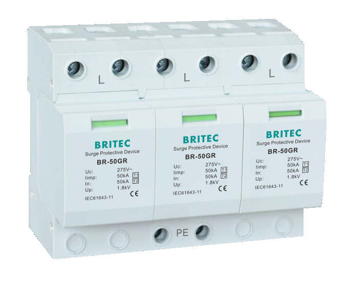 BRITEC BR-50GR 3P Type 1 Surge Arrester 50ka Surge Protection Device ...