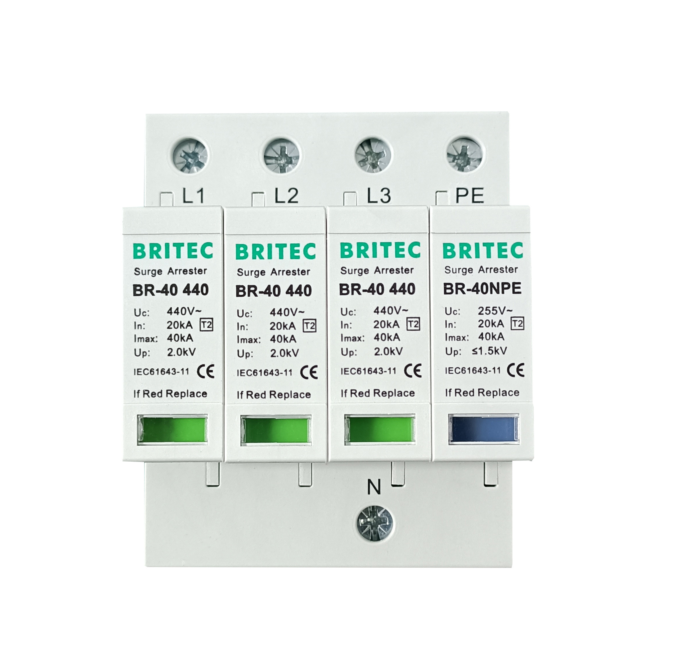 BR-40 440 3+1P Type 2 Surge Protection Device Power Protection arrester ...