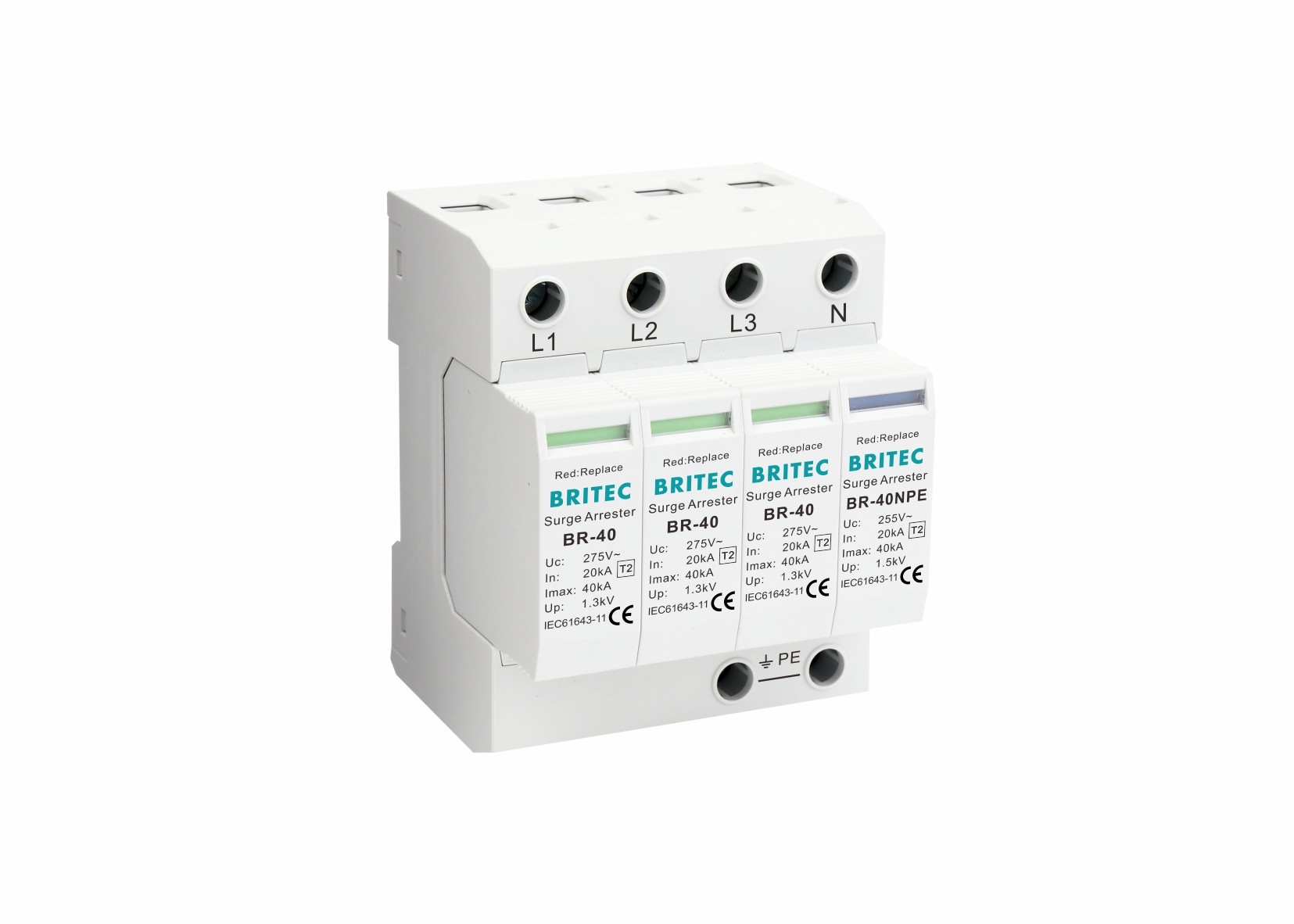 40kA Pluggable MOV SPD Type 2 Surge Protection Visual Status Display