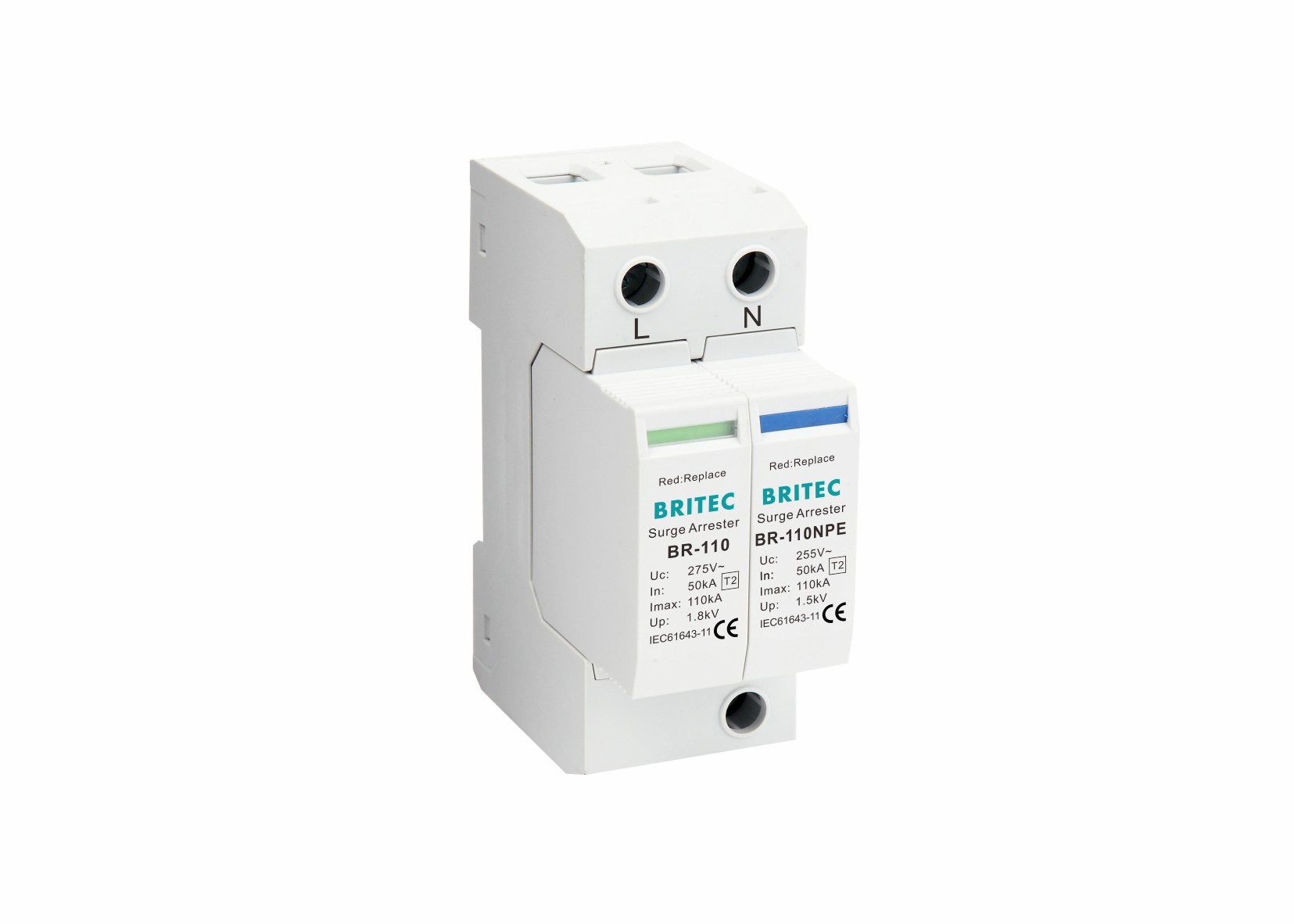 IP20 Type 2 Surge Protector Surge Protective Device SPD 110kA Surge ...