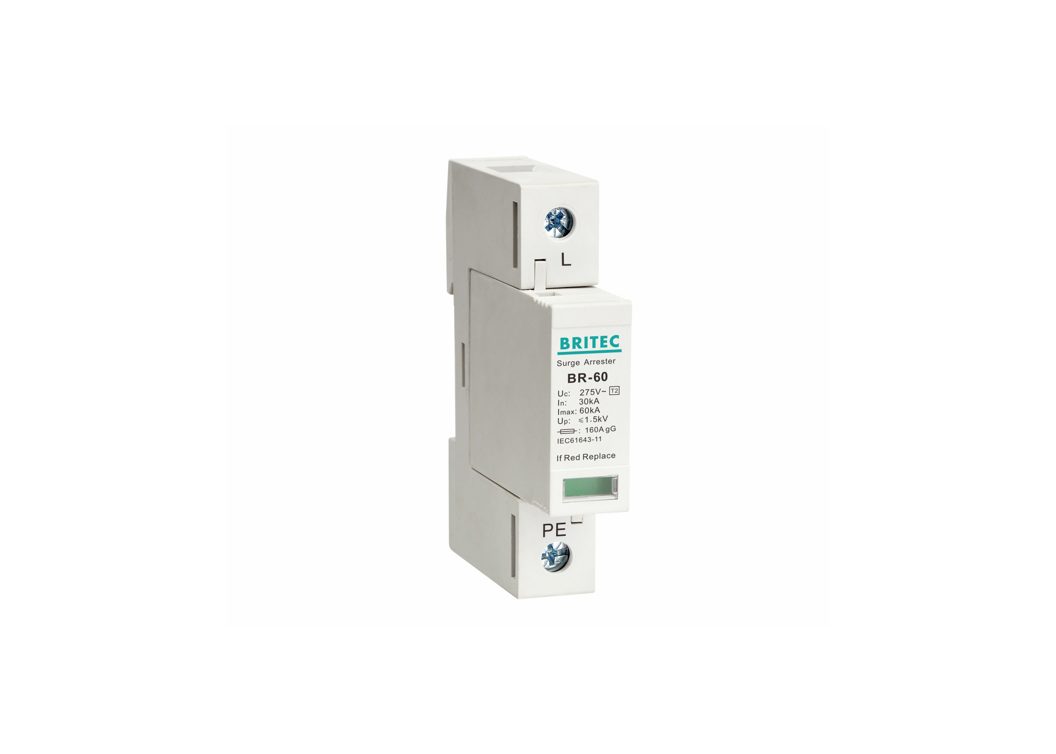 Class II DIN Rail Mounted SPD 60kA T2 Surge Arrester Class C Surge ...