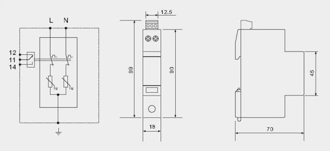 AC One Module 2 Poles SPD Lightning Protector For Power Supply System