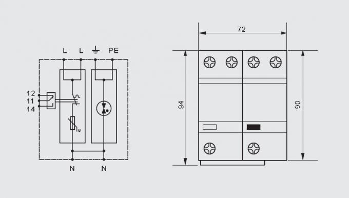 AC Lightning Power SPD Surge Suppressor 25KA 1.5KV 1P + NPE B + C Series