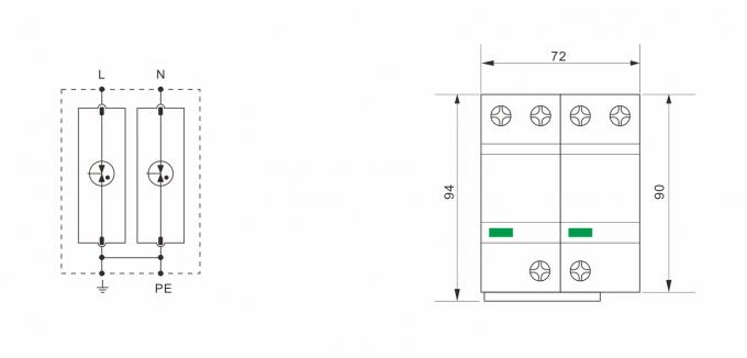 Class I Power Surge Arrester 10/350μs 50KA Single Phase 150V / 275V / 320V