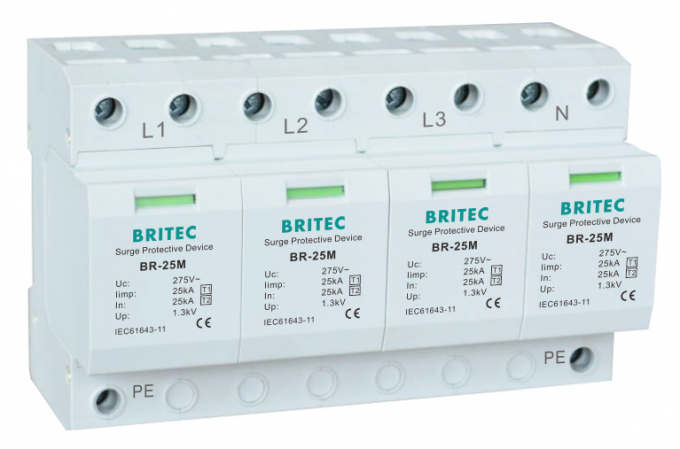BR-25M 4P Type 1 Surge Protection Device Lightning protection varistor ...