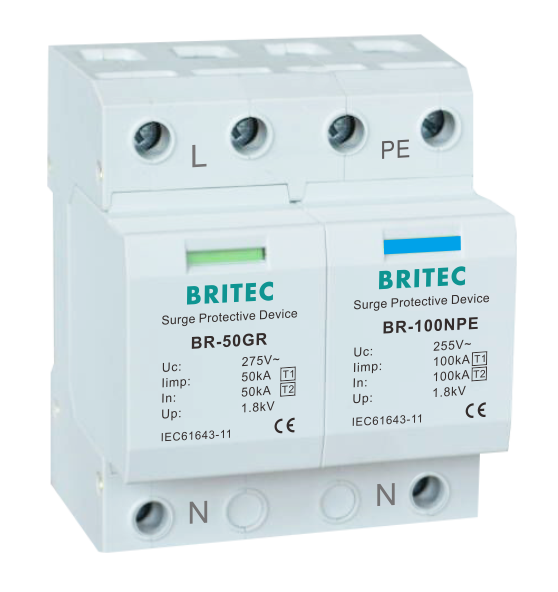 BR-50GR 1P+N 50kA Class 1 Surge Protection Device SPD lightning protection