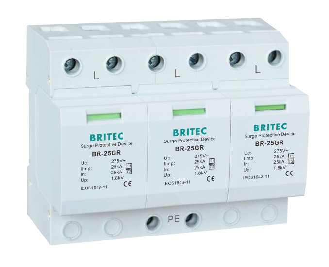 BRITEC Spd Surge Protector BR-25GR 3P 25kA Three Phase Type 1 class 1 ...