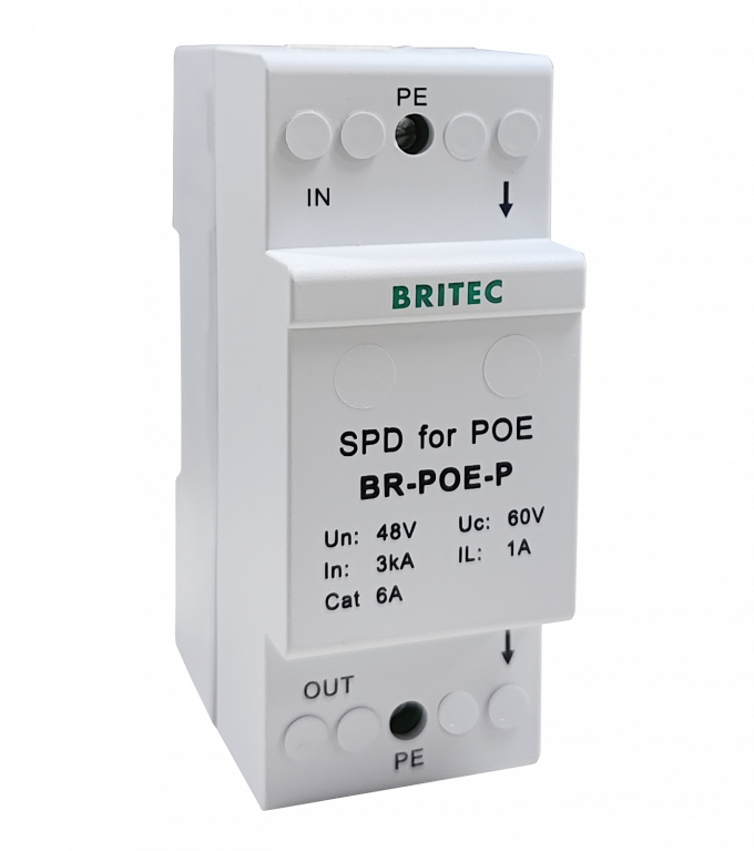 BR-POE-M Ethernet PoE Surge Protector Telecom RJ45 Lightning Arrester IP10